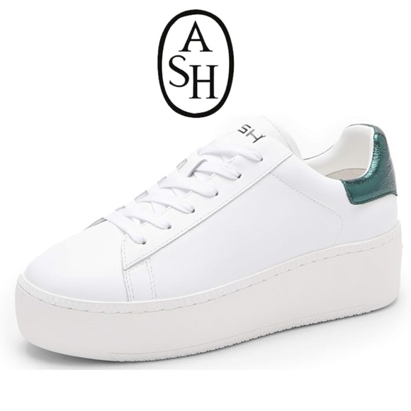 Ash | Shoes | Ash Trainers White Leather And Metallic Green | Poshmark